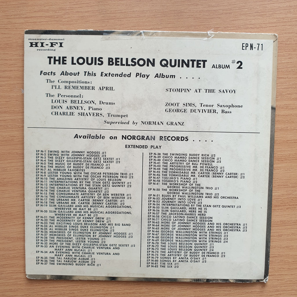 The Louis Bellson Quintet – The Louis Bellson Quintet Album #2 - Vinyl – C-Plan Audio