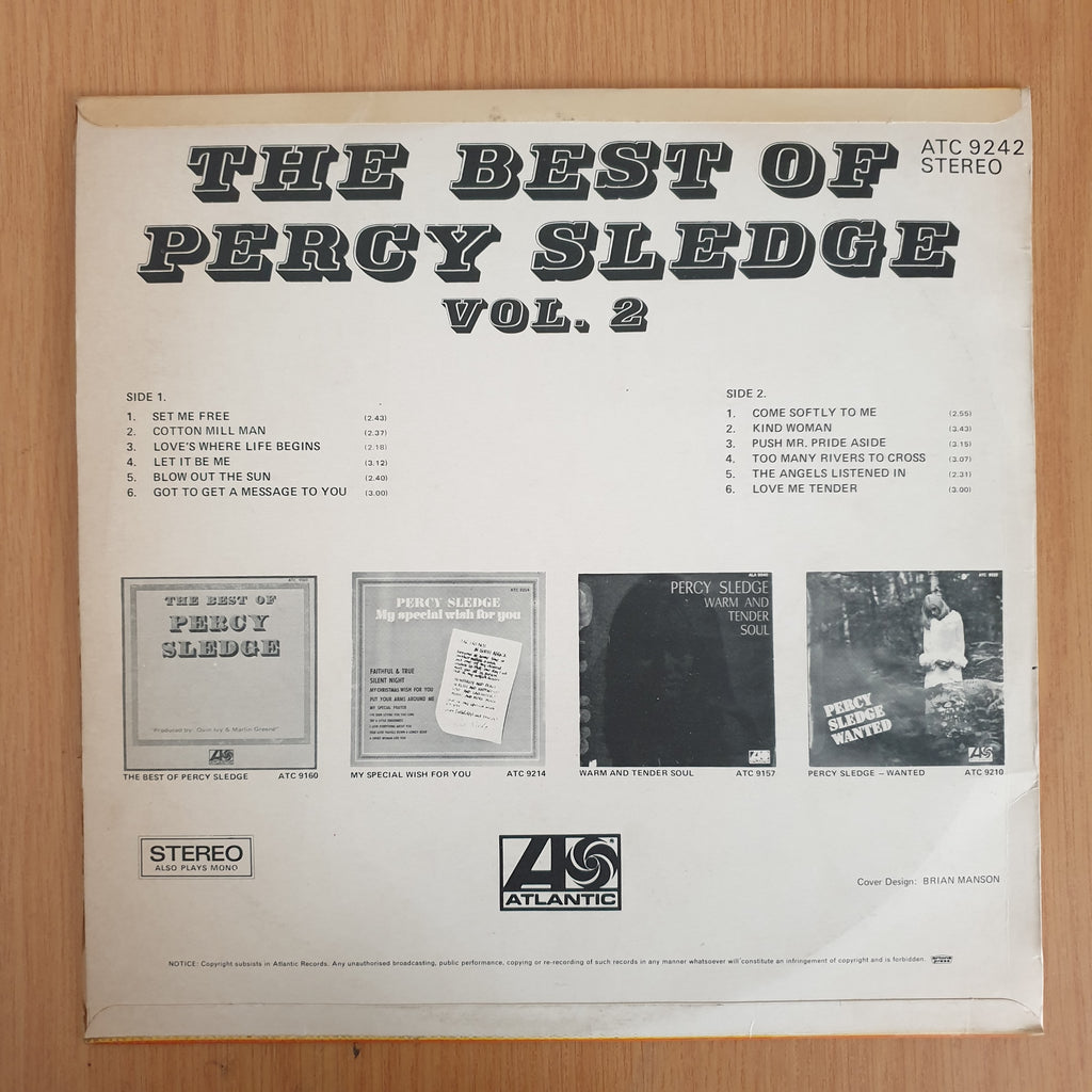 Percy Sledge – The Best of - Vol 2 - Vinyl LP Record (VG+) – C-Plan Audio