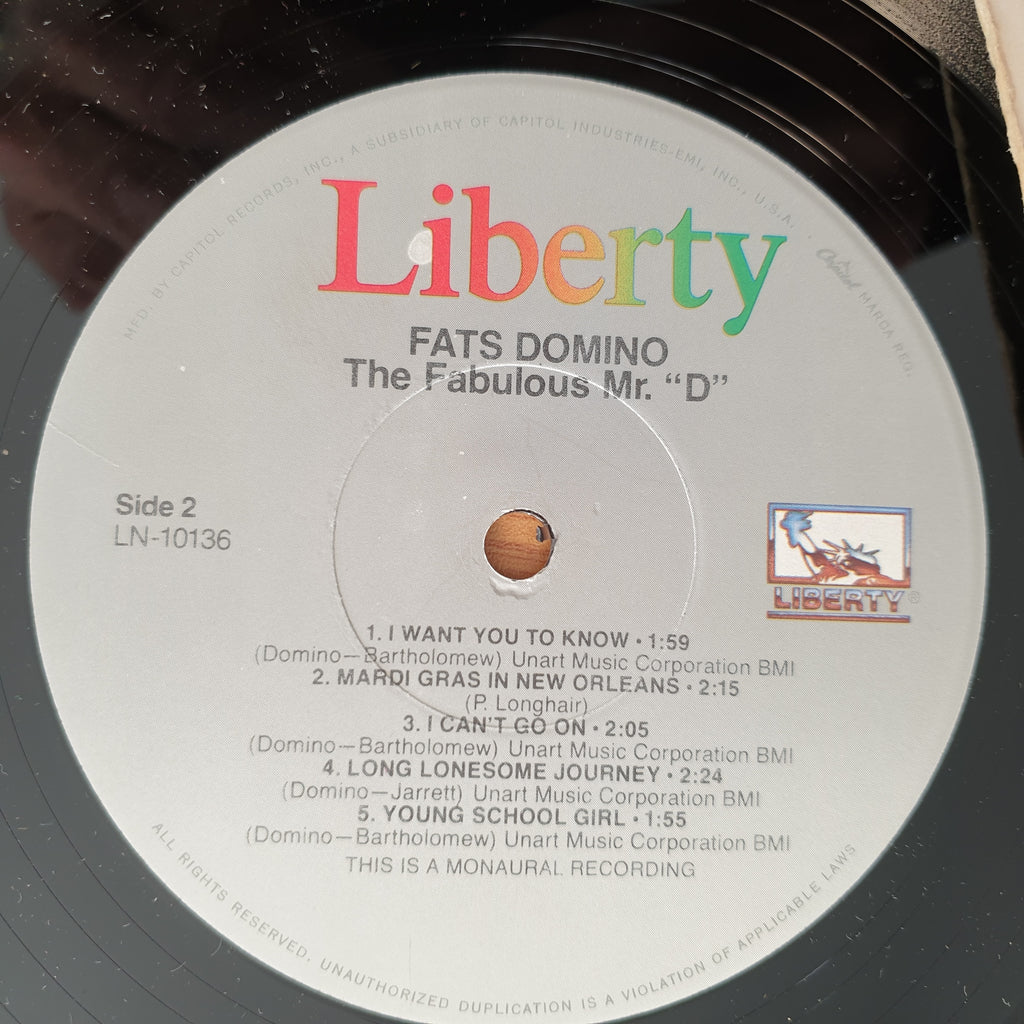 Fats Domino – The Fabulous Mr. D - Vinyl LP Record - Very-Good+ Qualit ...