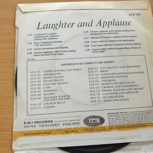 Sound Effect Record - Vol 20 - Laughter & Applause - Vinyl 7" Record ...