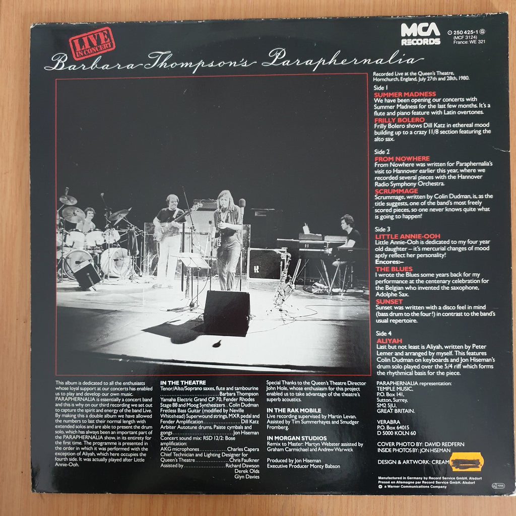 Barbara Thompson's Paraphernalia – Live In Concert - Double Vinyl LP R ...