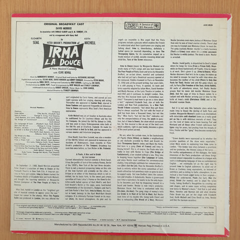 Irma La Douce - Original Broadway Cast -Vinyl LP Record (VG+) – C-Plan ...