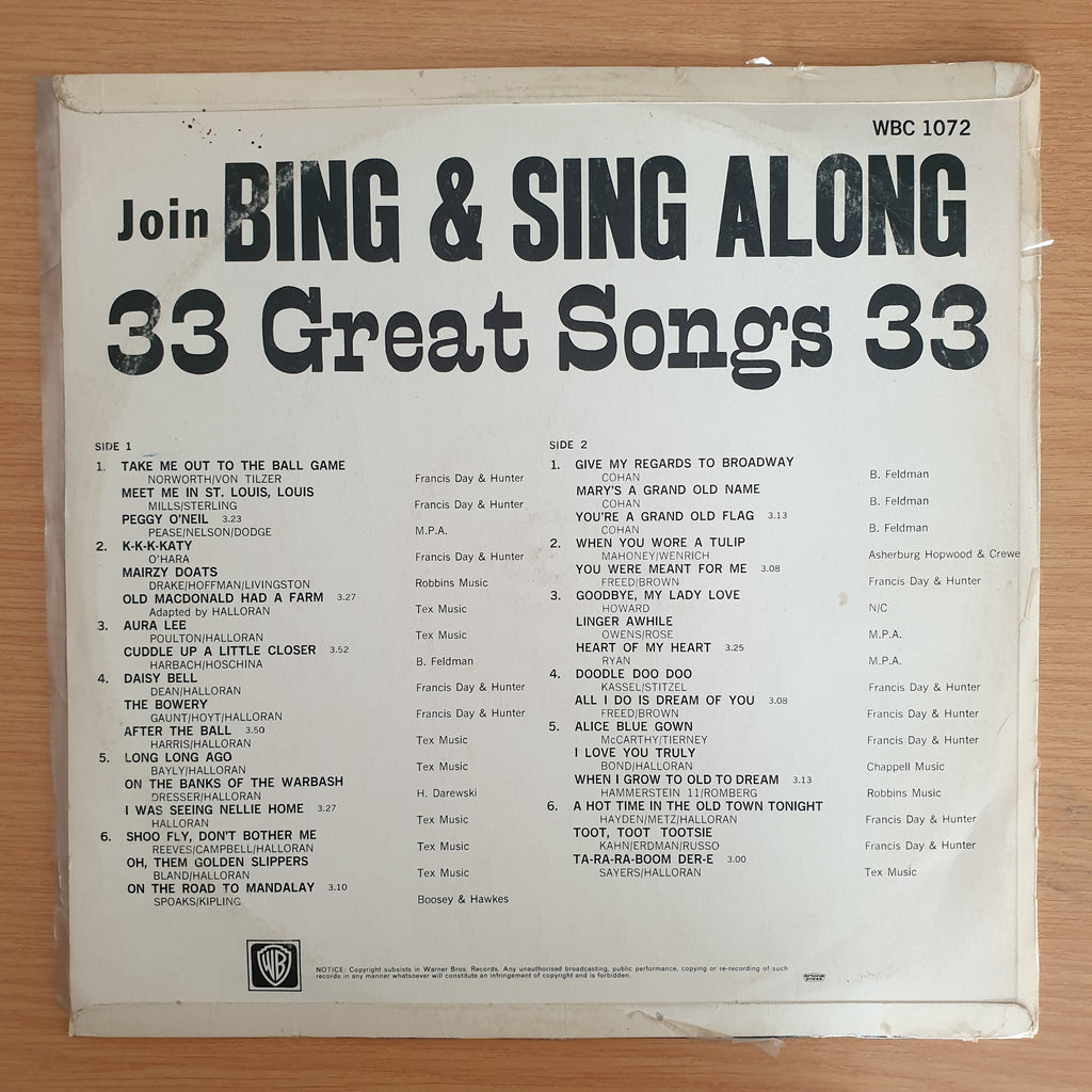 Bing Crosby & His Friends – Join Bing & Sing Along – Vinyl LP Record ...