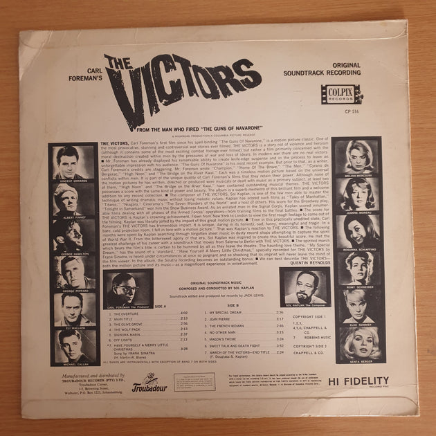 The Victors - Original Soundtrack Recording - Sol Kaplan – Vinyl LP Re ...