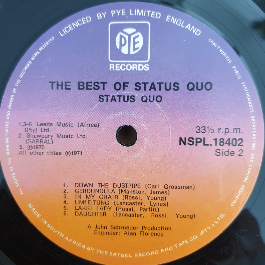 Status Quo – The Best Of Status Quo – Vinyl LP Record (G+) – C-Plan Audio