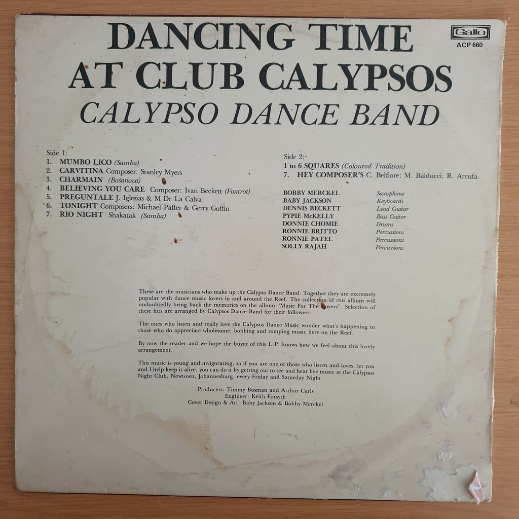 Calypso Dance Band- Dancing Time at Club Calypso (Rare SA) - Vinyl LP ...