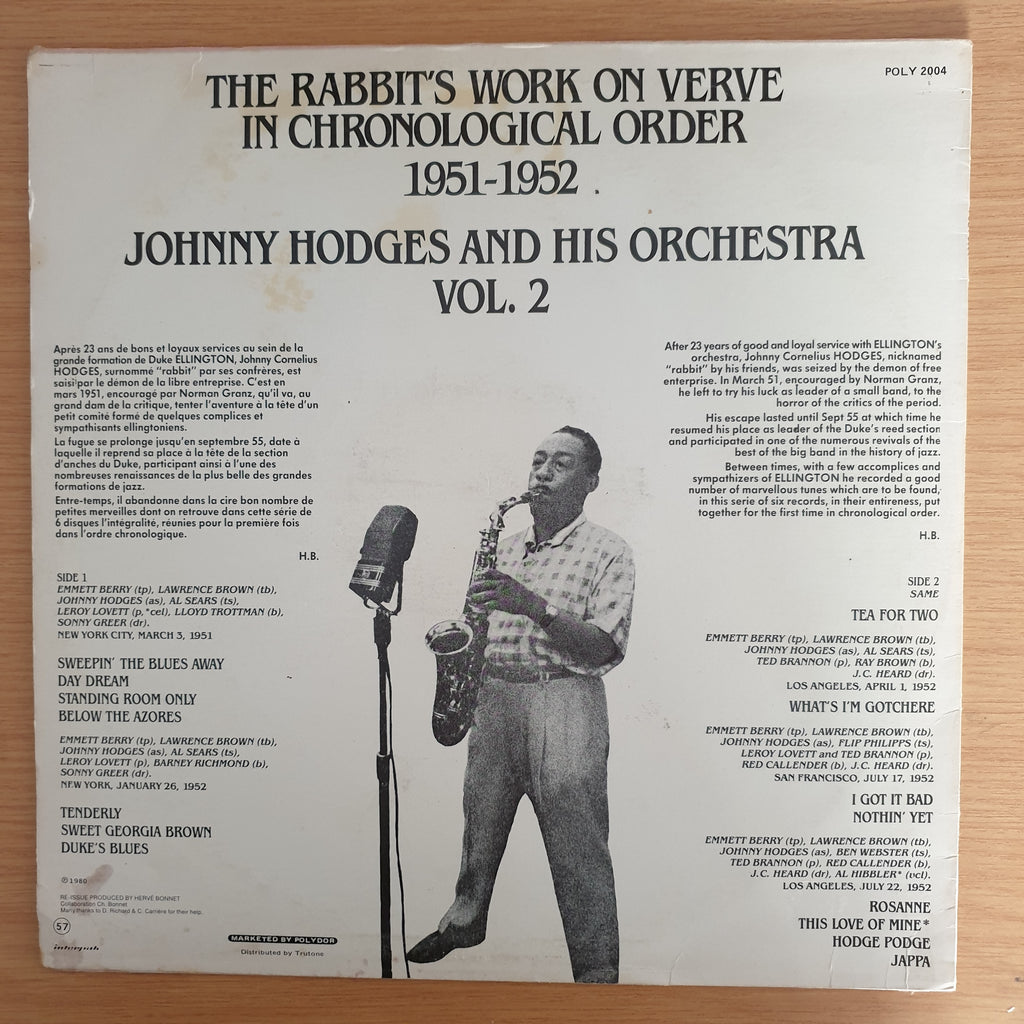 Johnny Hodges And His Orchestra – The Rabbit's Work On Verve - Vol. 2 ...