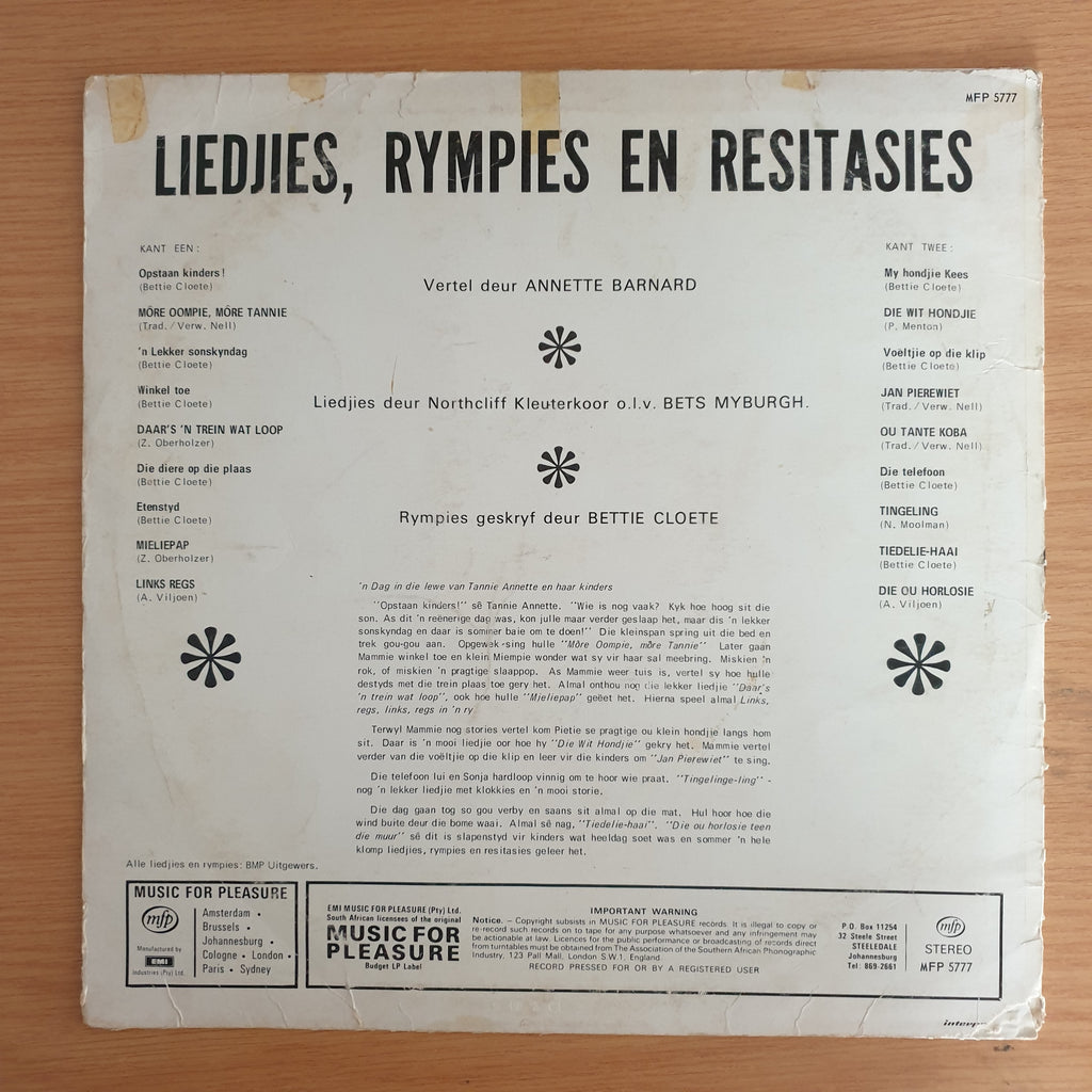 Rympies, Liedtjies En Pesitasies - Vinyl LP Record (G) – C-Plan Audio