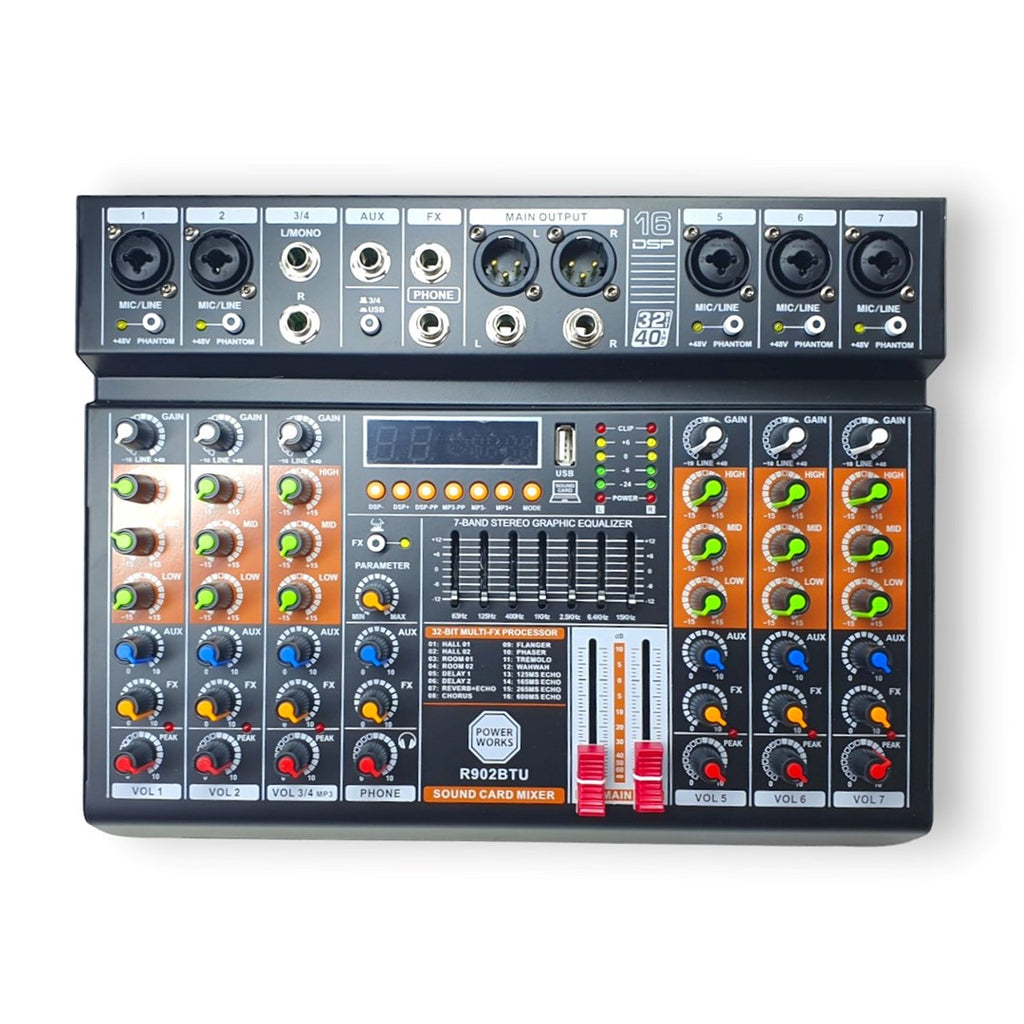 PowerWorks R902BTU-USB 8 Channel Analogue Mixer with Bluetooth (In Sto ...