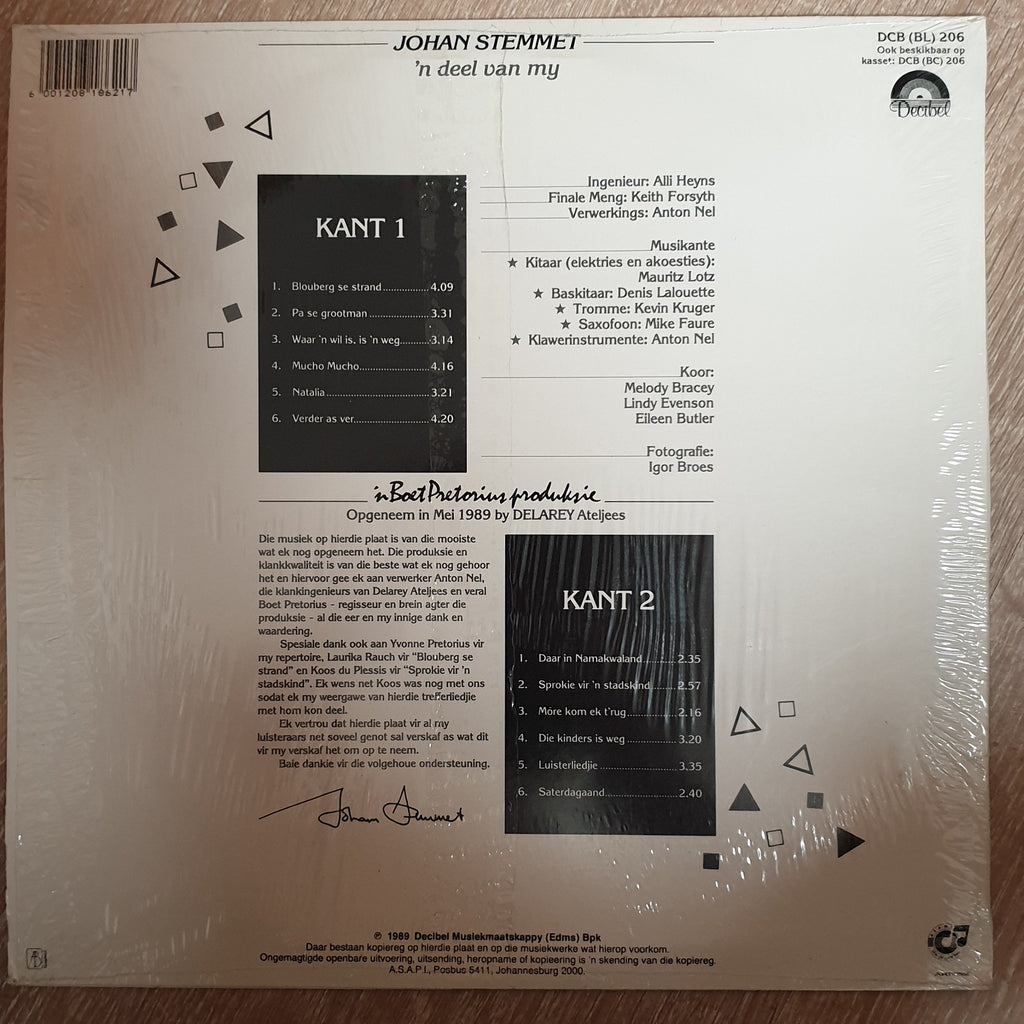 Johan Stemmet - 'n Deel Van My - Vinyl LP Record - Opened - Very-Good+ ...
