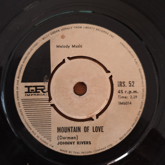 Johnny Rivers ‎– Mountain Of Love / Moody River - Vinyl 7" Record - Go ...