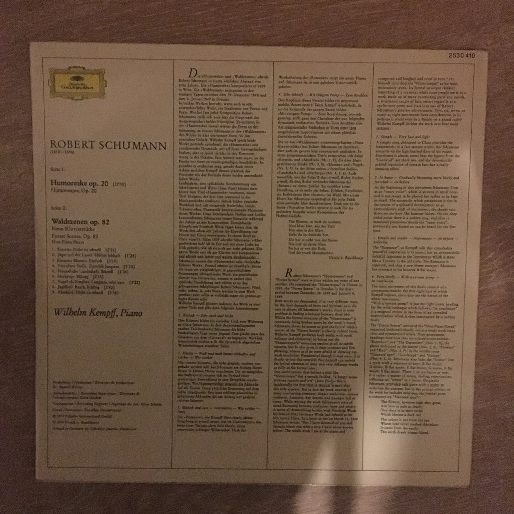 Robert Schumann - Wilhelm Kempff ‎– Humoreske · Waldszenen - Vinyl LP ...